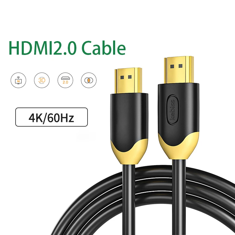 2.0 HDMI-compatible Cable Video Cables Gold Plated 4K 1080P Cable For ...