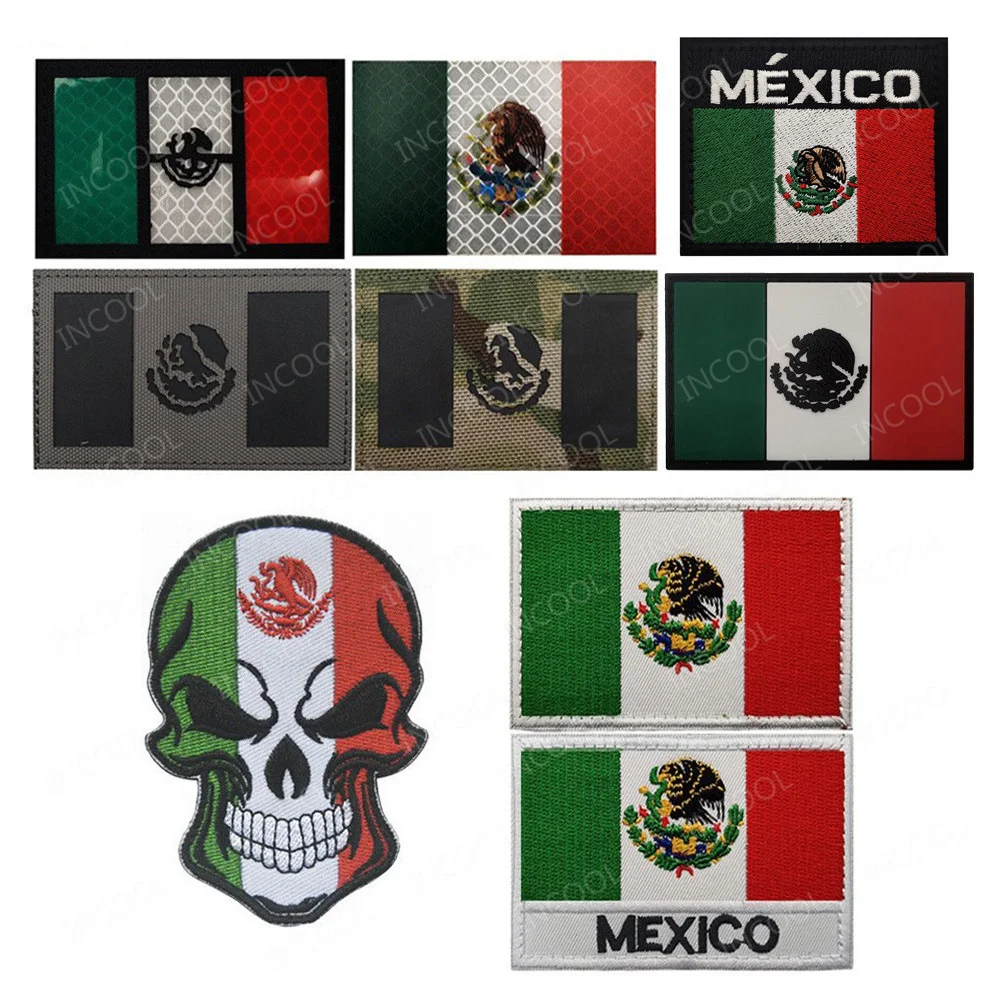 Mexico Flag Embroidered Patches IR Reflective Mexican Flags Tactical ...