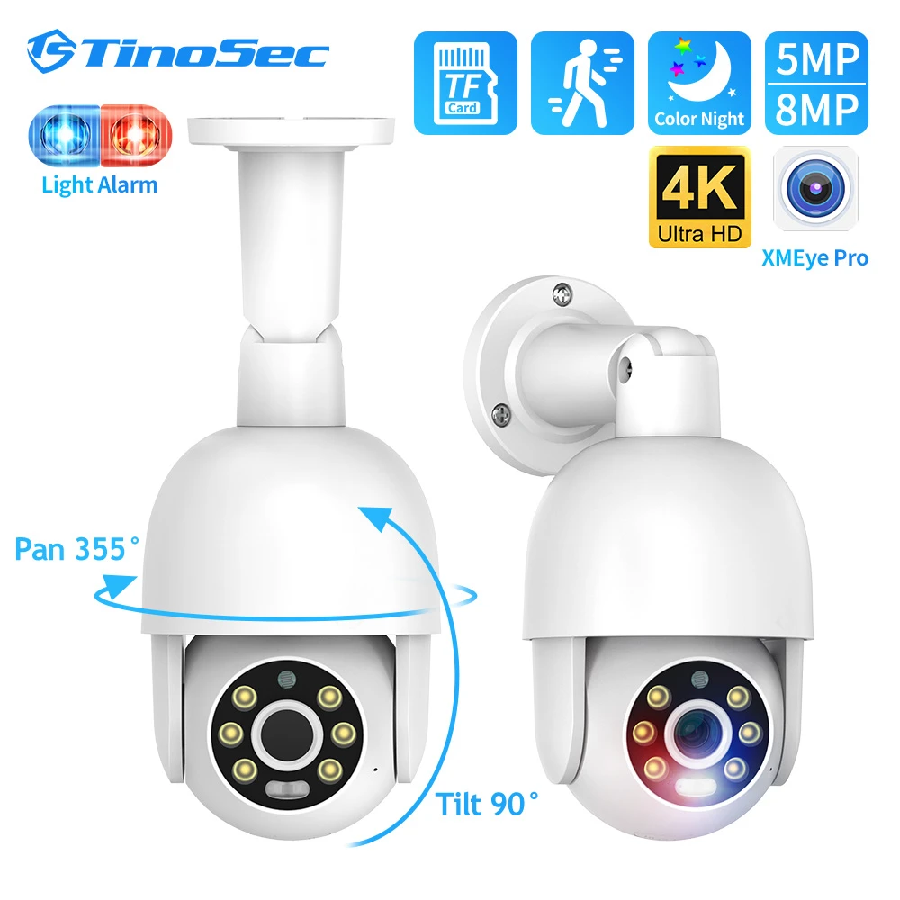 TinoSec 8MP 5MP POE Security Camera Outdoor Camera PTZ Mobile Monitoring Auto Tracking Human ...