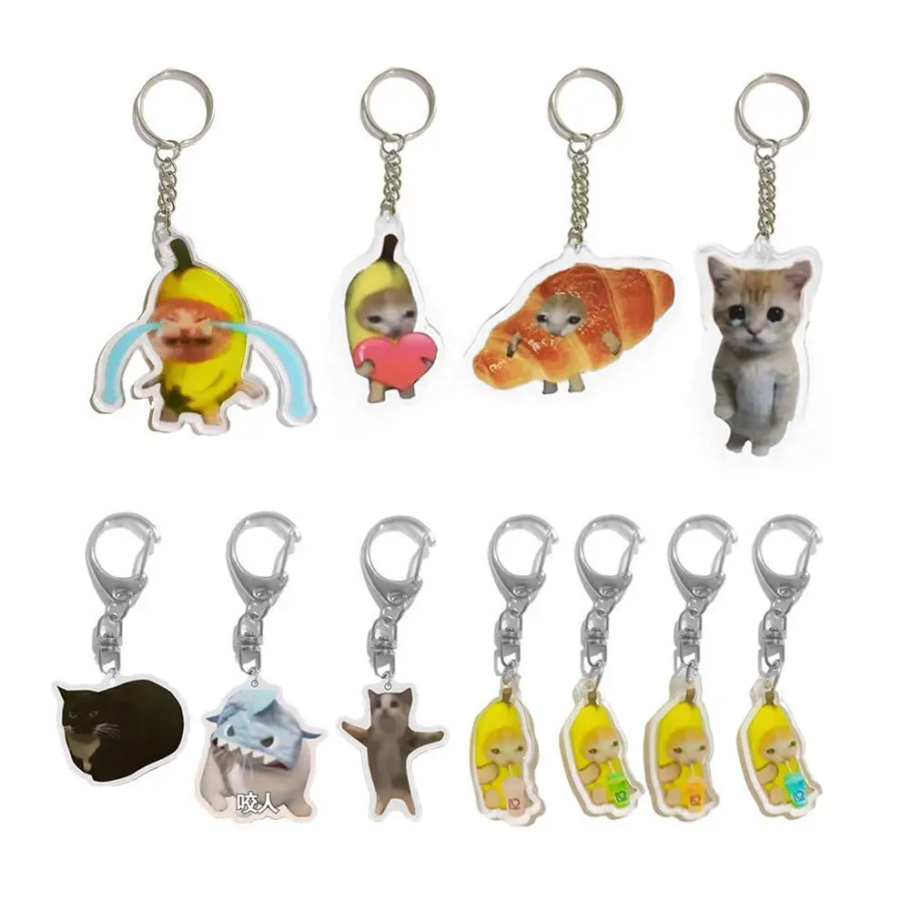 Mini-Cute-Banana-Cat-Meme-Keychain-Set-Girl-Students-Funny-Happy-Love ...