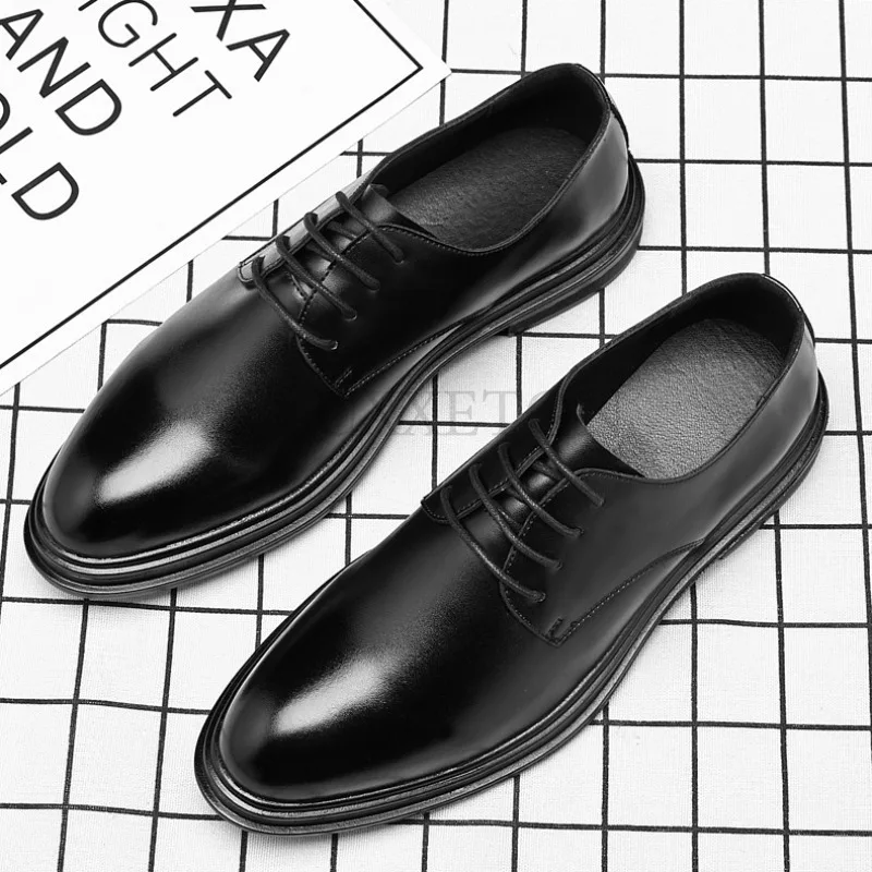Sapatos-de-couro-preto-masculino-Sapatos-formais-de-escrit-rio-Terno ...