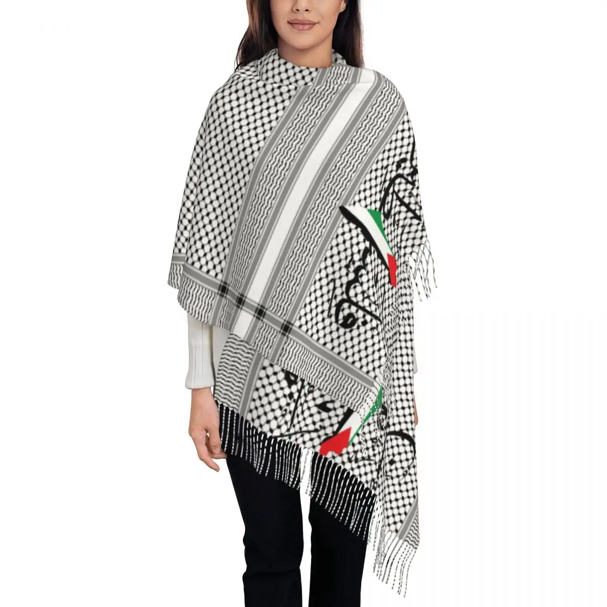 Palestine Flag Map Scarf for Womens Winter Warm Pashmina Shawls and ...
