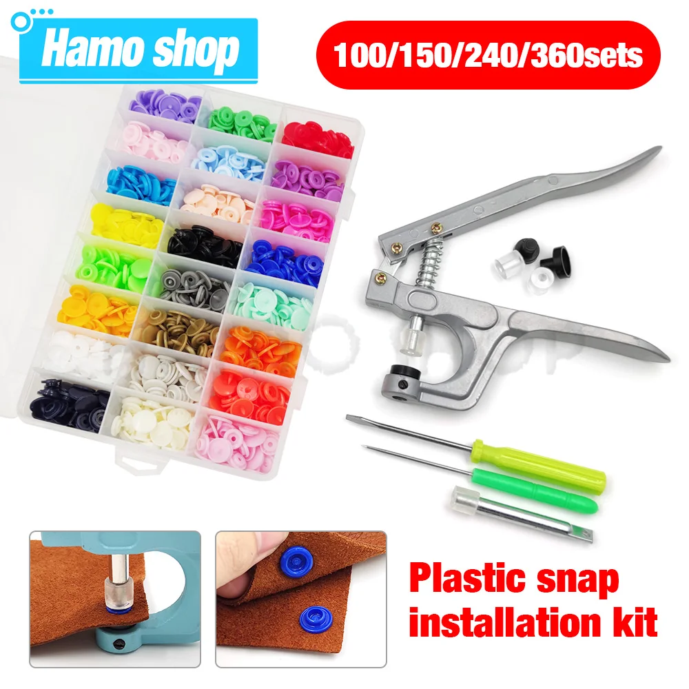 Plastic Snaps Fastener Pliers Kit T5 Resin Button Press Buckle with ...
