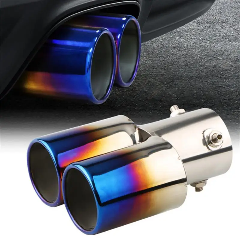 Automobile-Tail-Dual-Outlet-Exhaust-Tip-Stainless-Steel-Slant-Rolled ...