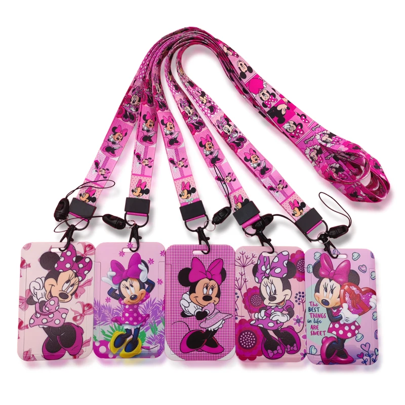 Disney-Pink-Lanyard-ID-Badge-Holder-Mickey-Credit-Card-Case-Neck-Strap ...