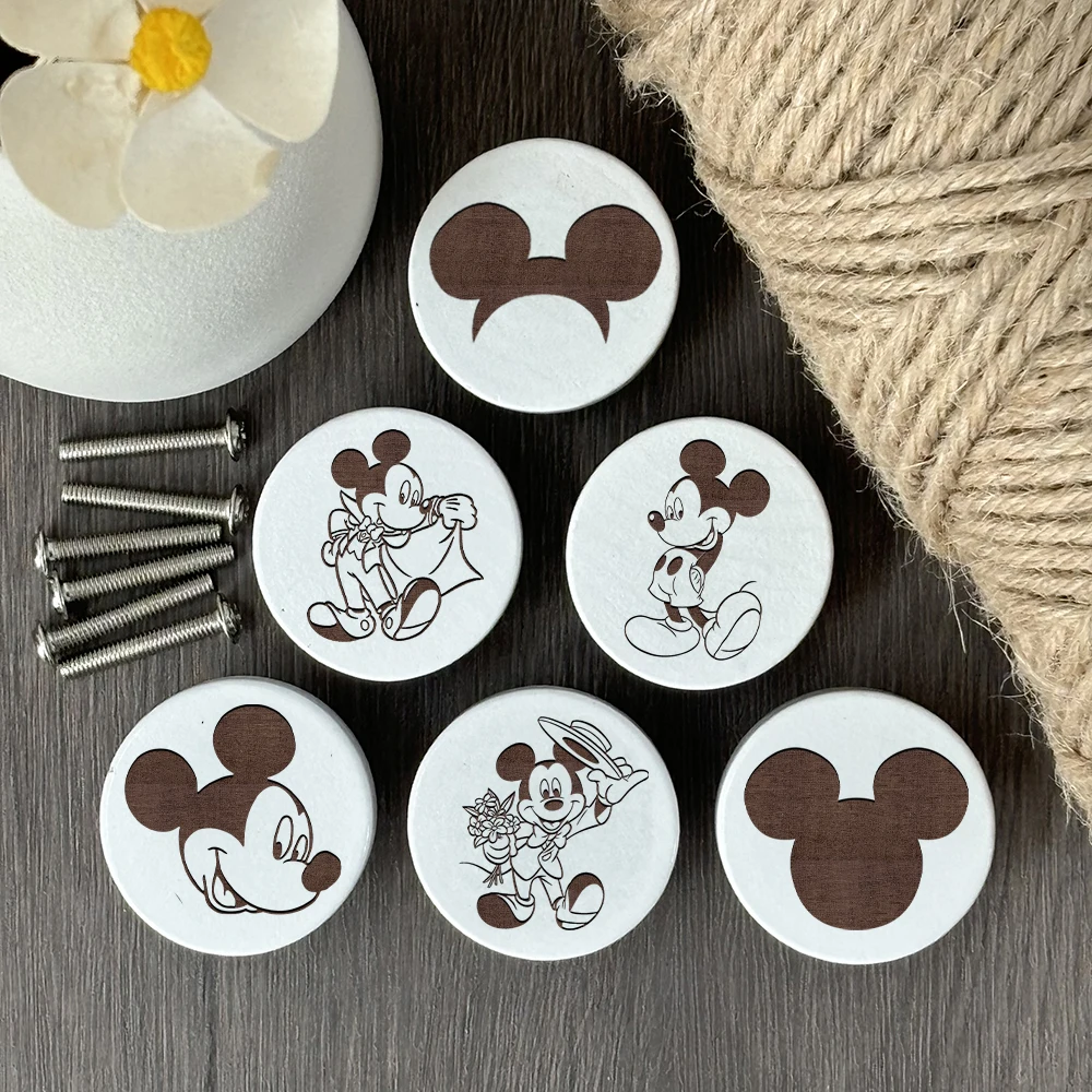 6Pcs-Drawer-Knob-Disney-Mickey-Mouse-Wooden-Engraved-Cabinet-Pulls-Kitchen-Room-Boho-Dresser ...
