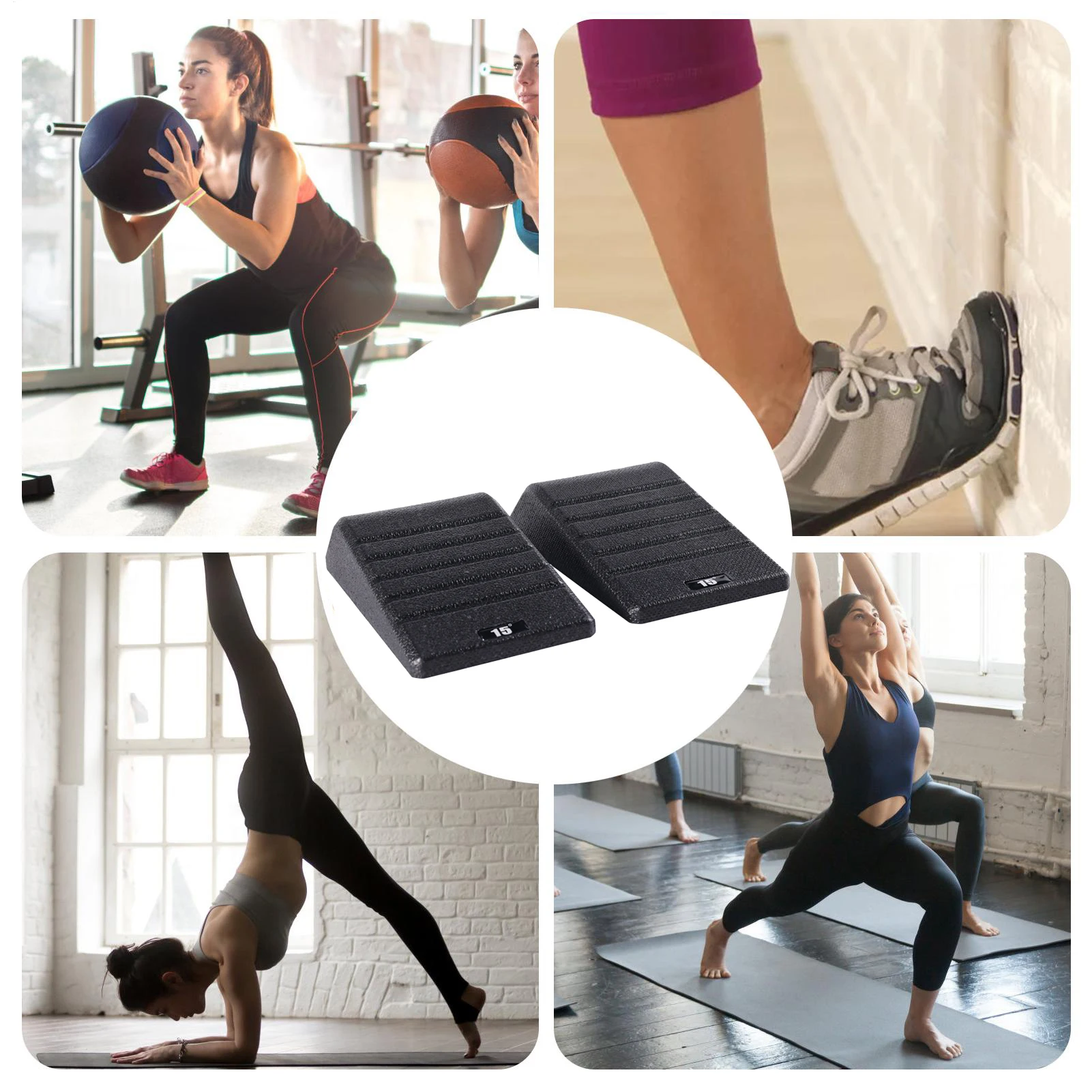 Squat Wedge Block Non-slip Calf Stretching Ramp Yoga Fitness Squat Foot ...