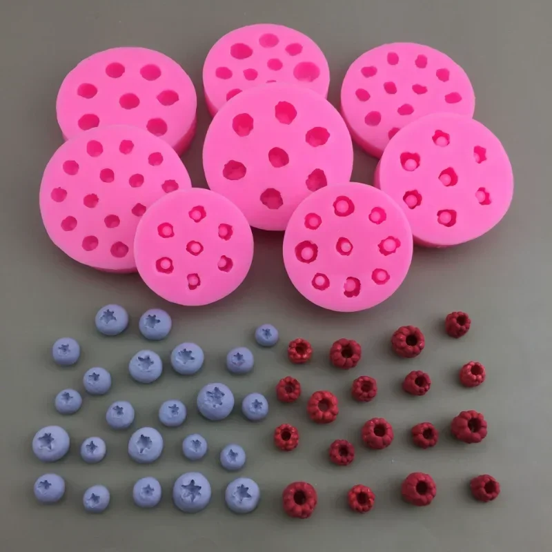 3D Blueberry Raspberry Candle Mold Fruit Fondant Simulation Silicone ...