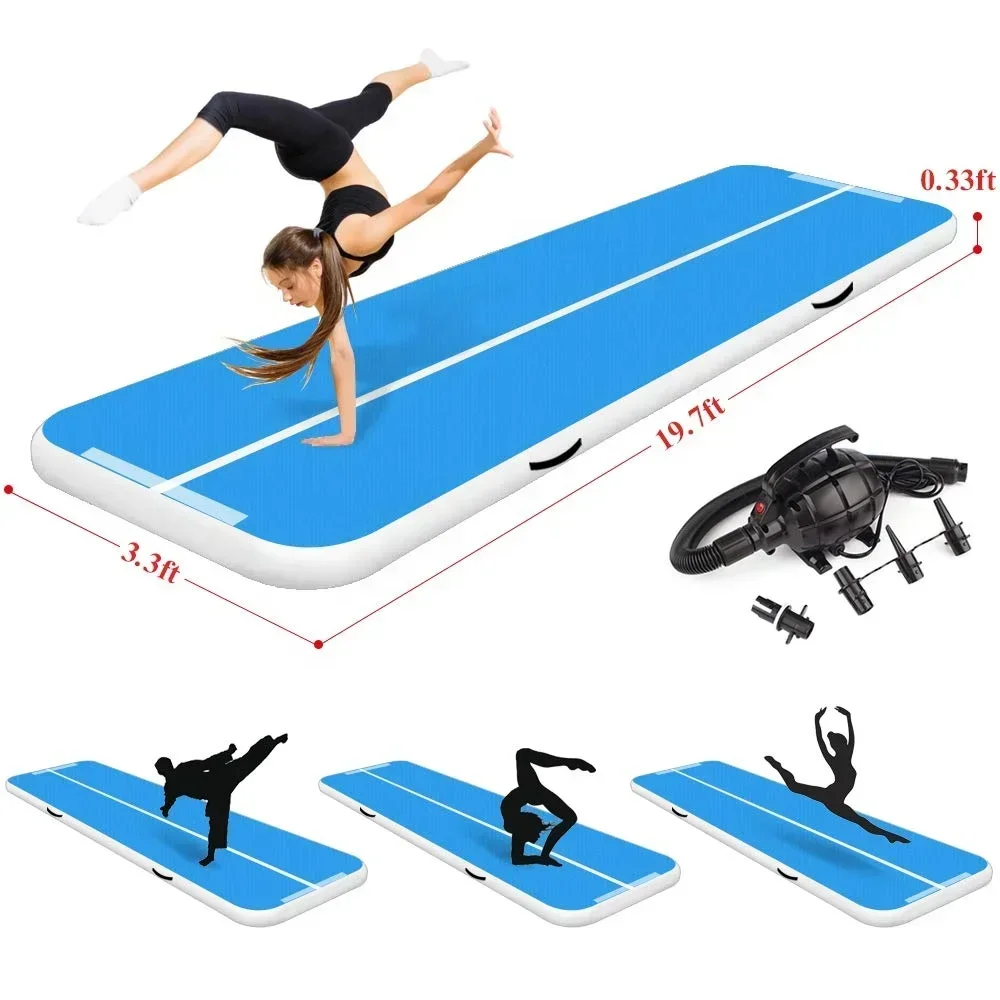 Inflatable-Air-Track-Gymnastics-Tumbling-Mat-With-Air-Pump-Training ...