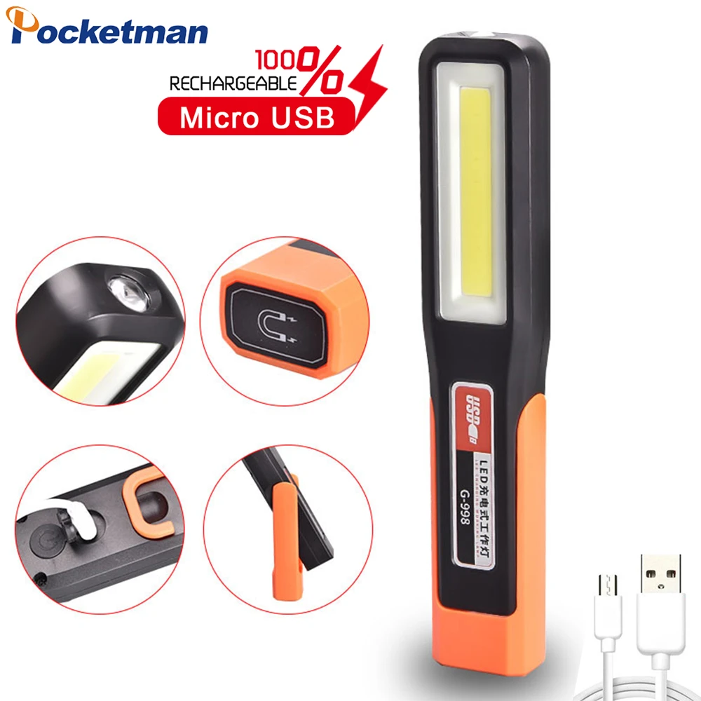 Powerful COB LED Work Light Car Garage Mechanic Lamp USB Rechargeable ...