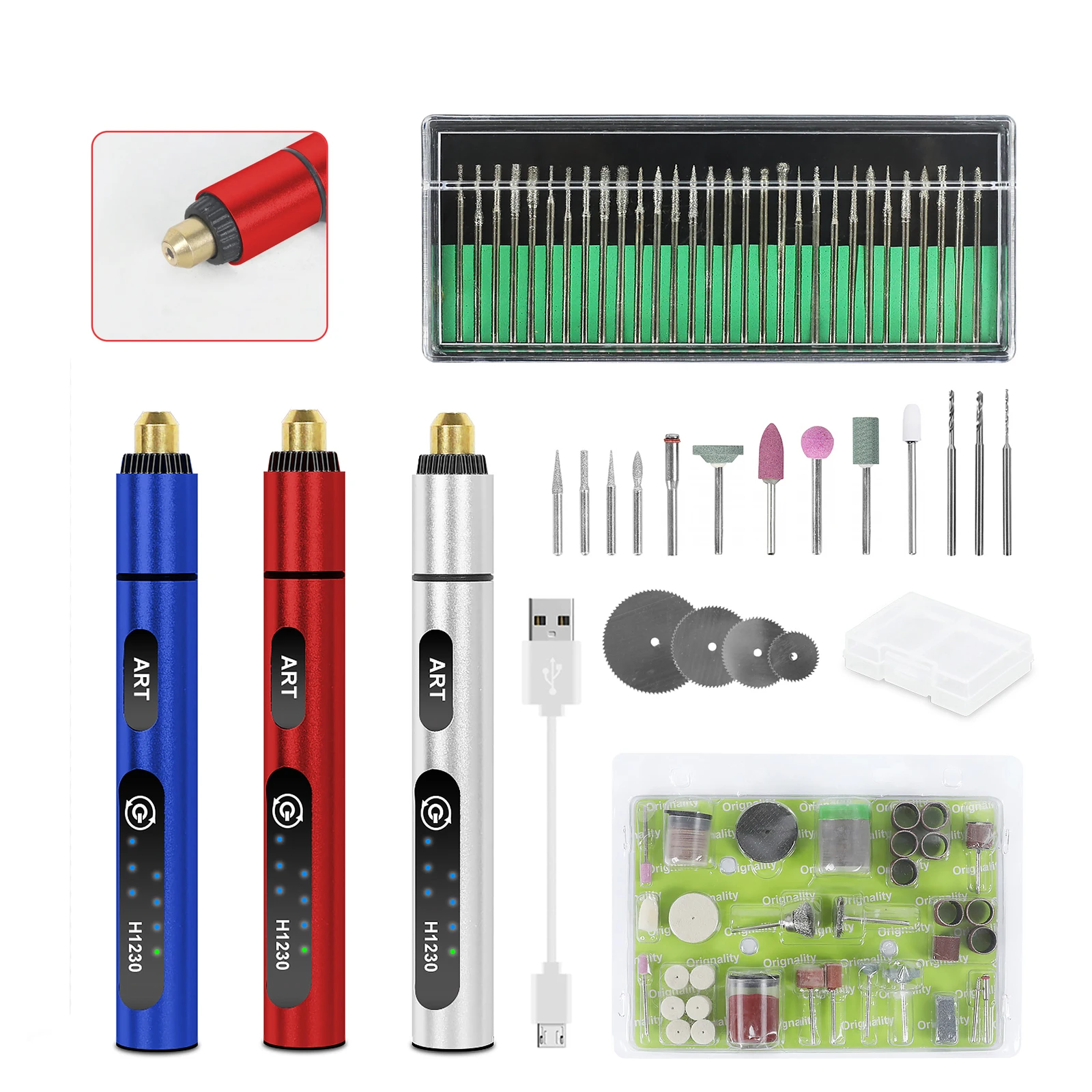 H1230S-6PC - Mini meuleuse sans fil USB, kit d'outils distants 10W ...