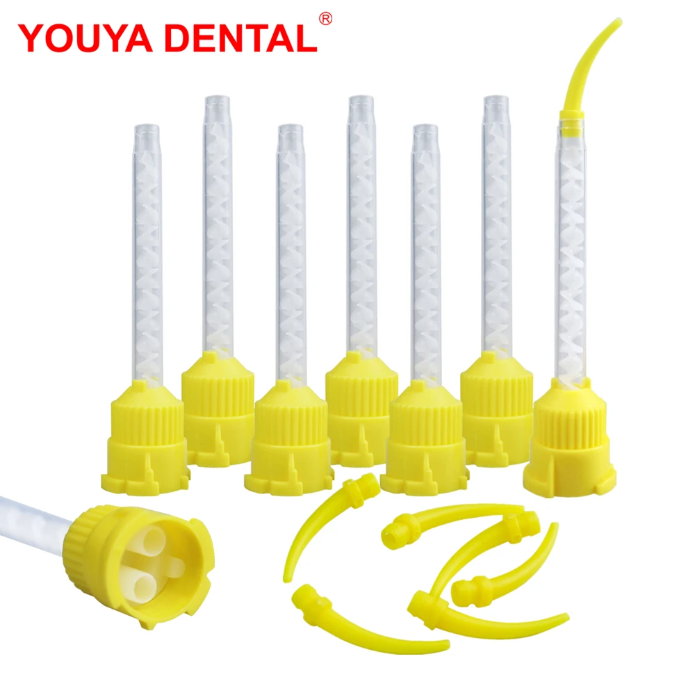 50/100pcs Dental Impression Mixing Tips Yellow Silicone Rubber ...