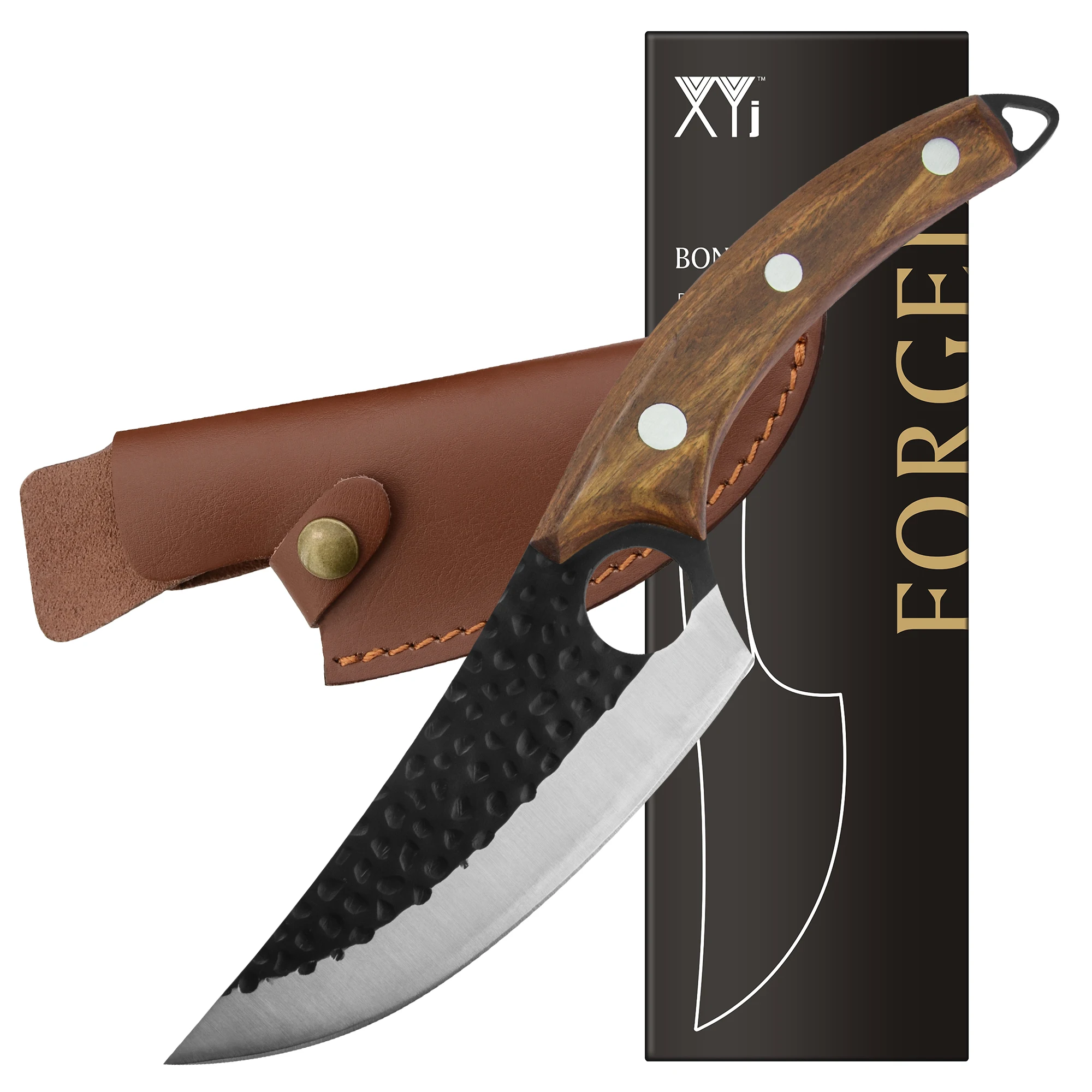 Cuchillo de caza con funda de cuero para uso en exteriores, herramienta ...