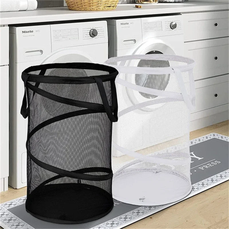 Laundry-Basket-Fine-Mesh-with-Double-Handle-Foldable-Net-Dirty-Clothes ...