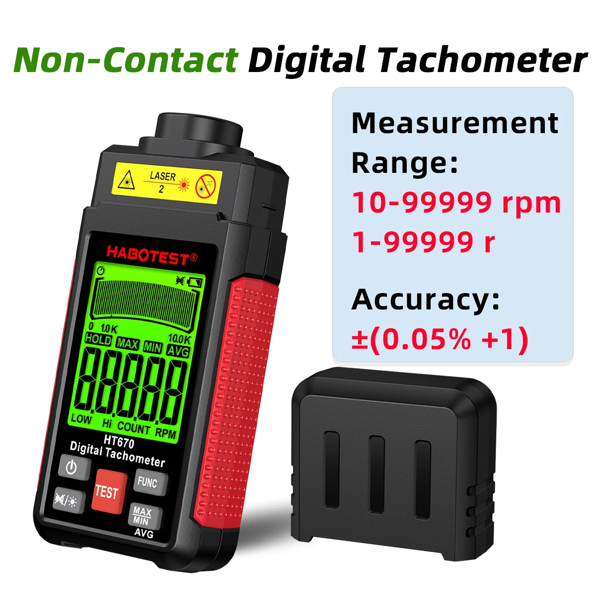HT670 Digital Speed Tachometer 2.5-99999RPM Non-contact High Accuracy ...