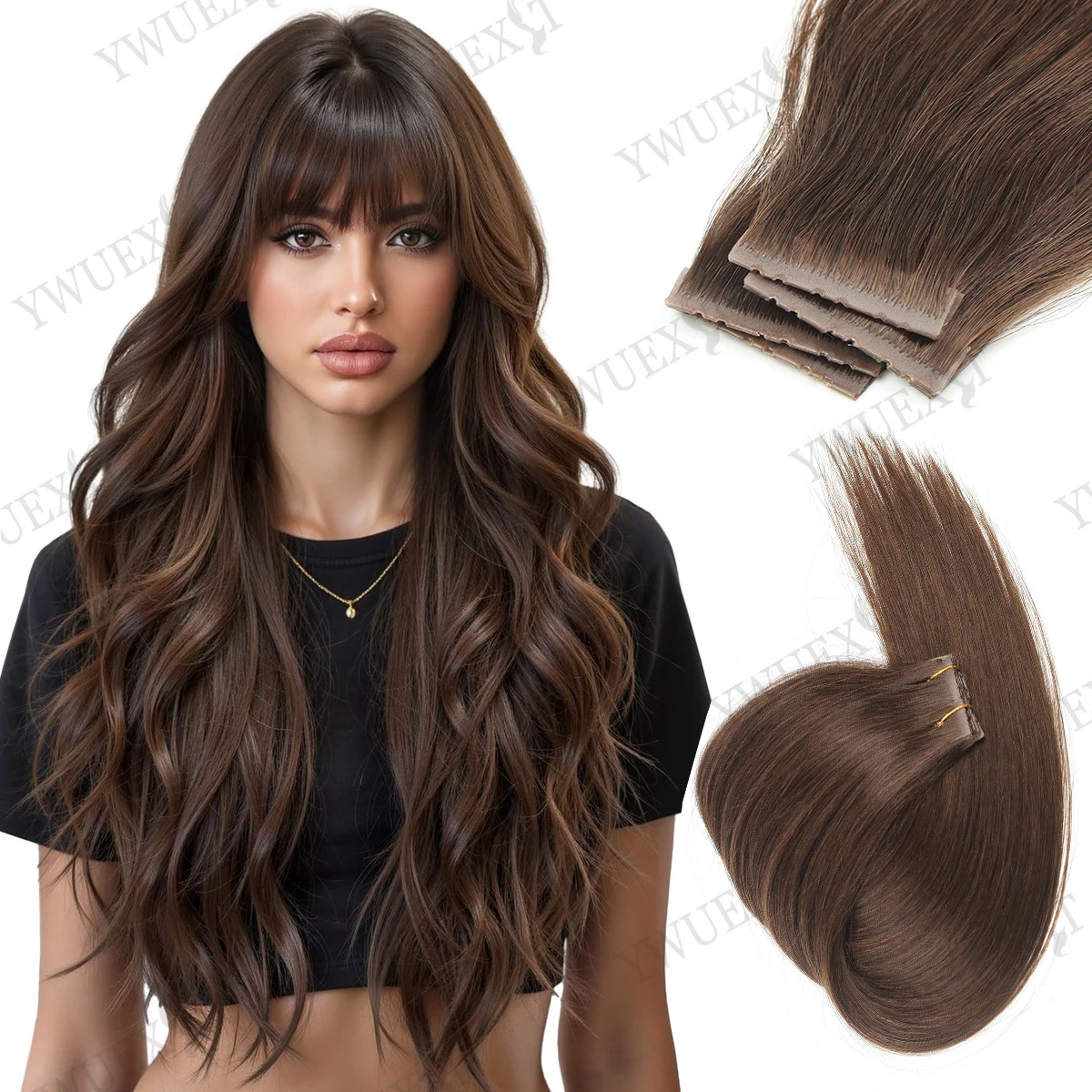 Invisible Twin Tabs Hair Extensions 100% Human Hair 12-24 inch Lengths ...