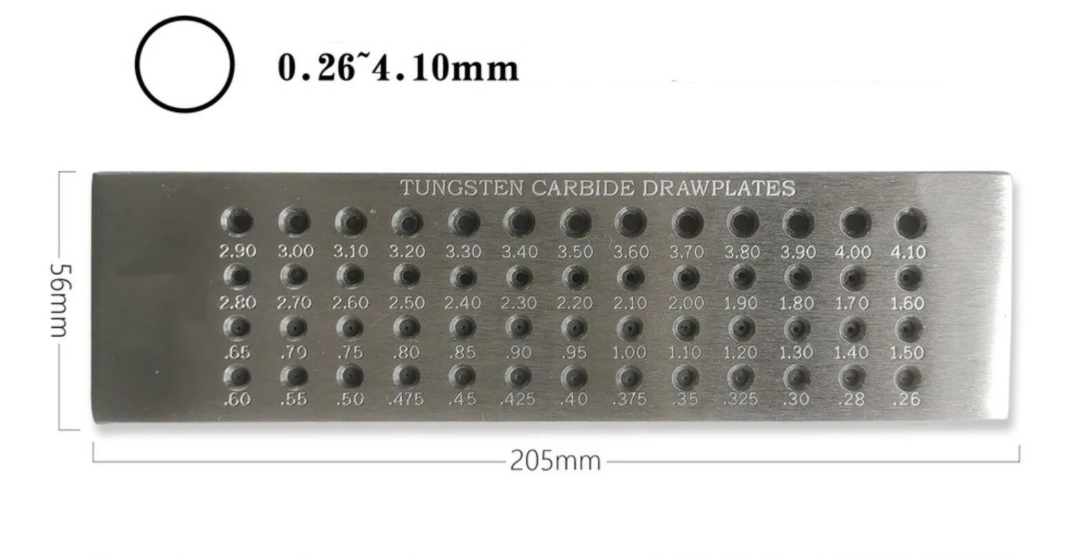 52-Round-Holes-0-26-to-4-10mm-Wire-Drawplate-Tungsten-Carbide-Round ...