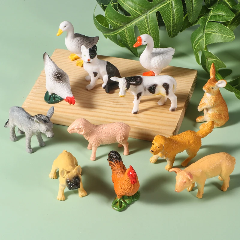 12pcs-Mini-Farm-Figurines-Realistic-Animal-Model-Dog-Duck-Cock-Pig ...