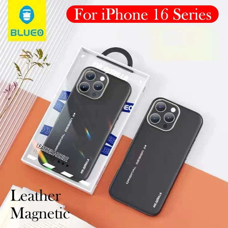 BLUEO Leather Case For iPhone 16 Pro Max Wireless Charging Back Cover ...