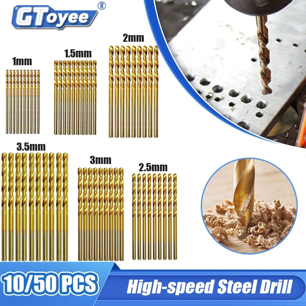 10-50Pcs-High-Speed-Steel-Twist-Drill-Bit-Professional-Titanium-Coated ...