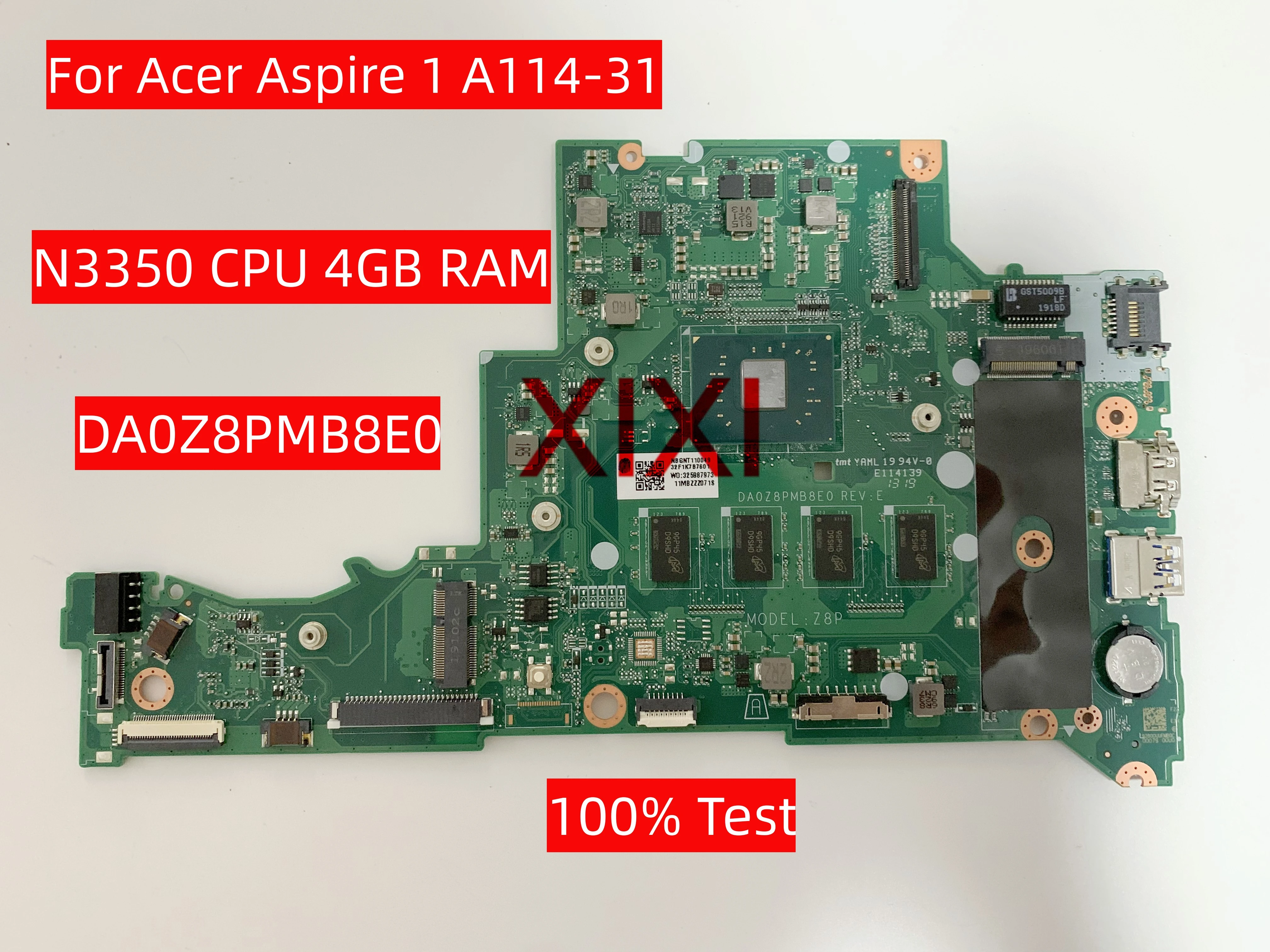 DA0Z8PMB8E0 motherboard For Acer Aspire 1 A114 31 Laptop Motherboard with N3350 N3450 N4200 CPU ...