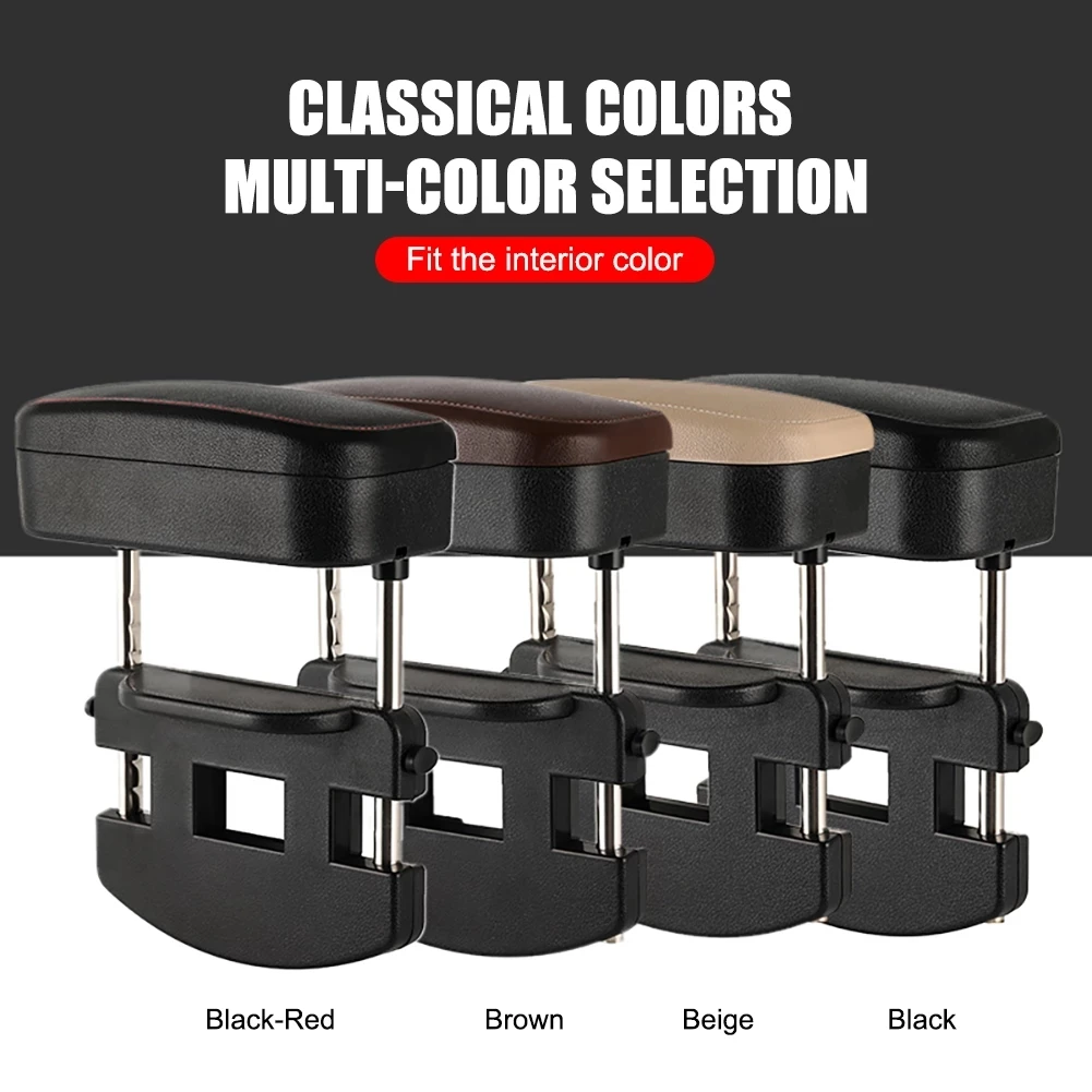 PU-Leather-Car-Armrest-Box-Elbow-Support-Adjustable-Car-Center-Console ...