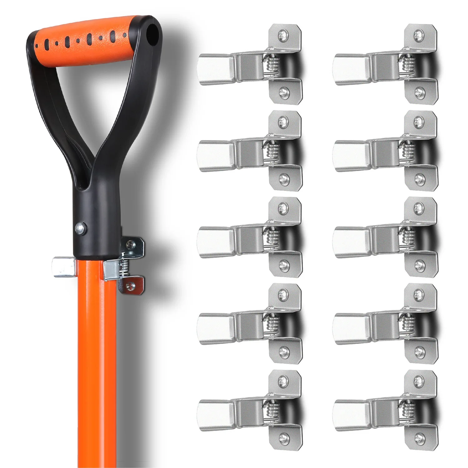 10 Pack Shovel Holder Wall Mount Spring Grip Mop Clip Outdoor Garden ...