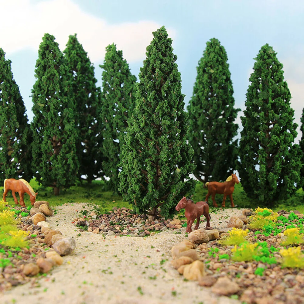 10pcs Model Pine Trees Miniature Green Model Tree For Scale Railway ...