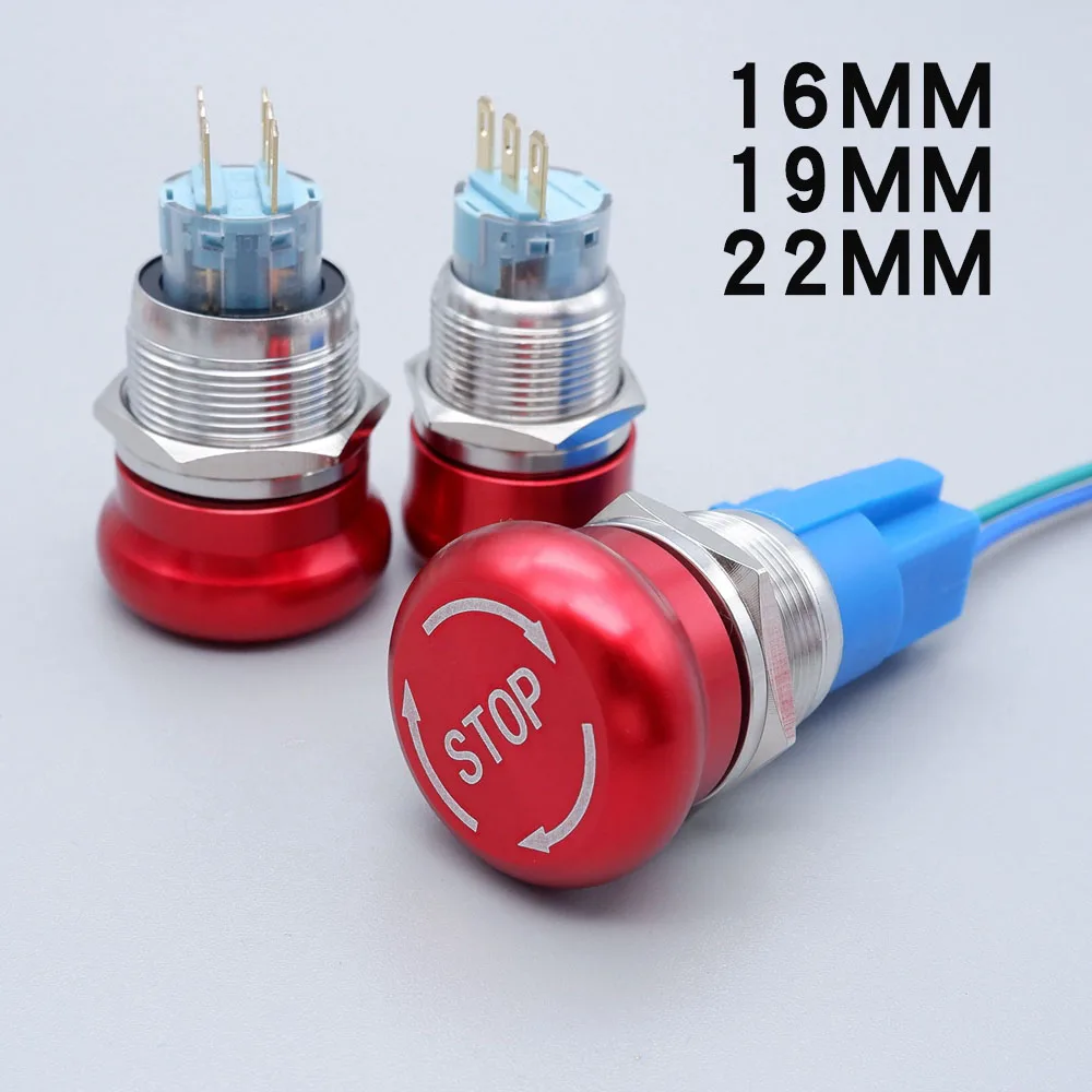 Emergency-Stop-Metal-Push-Button-Switch16mm19mm22mm-Red-Mushroom-Head ...