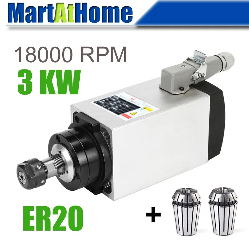 3KW-ER20-Air-cooled-CNC-Square-Electric-Spindle-Motor-High-Speed ...