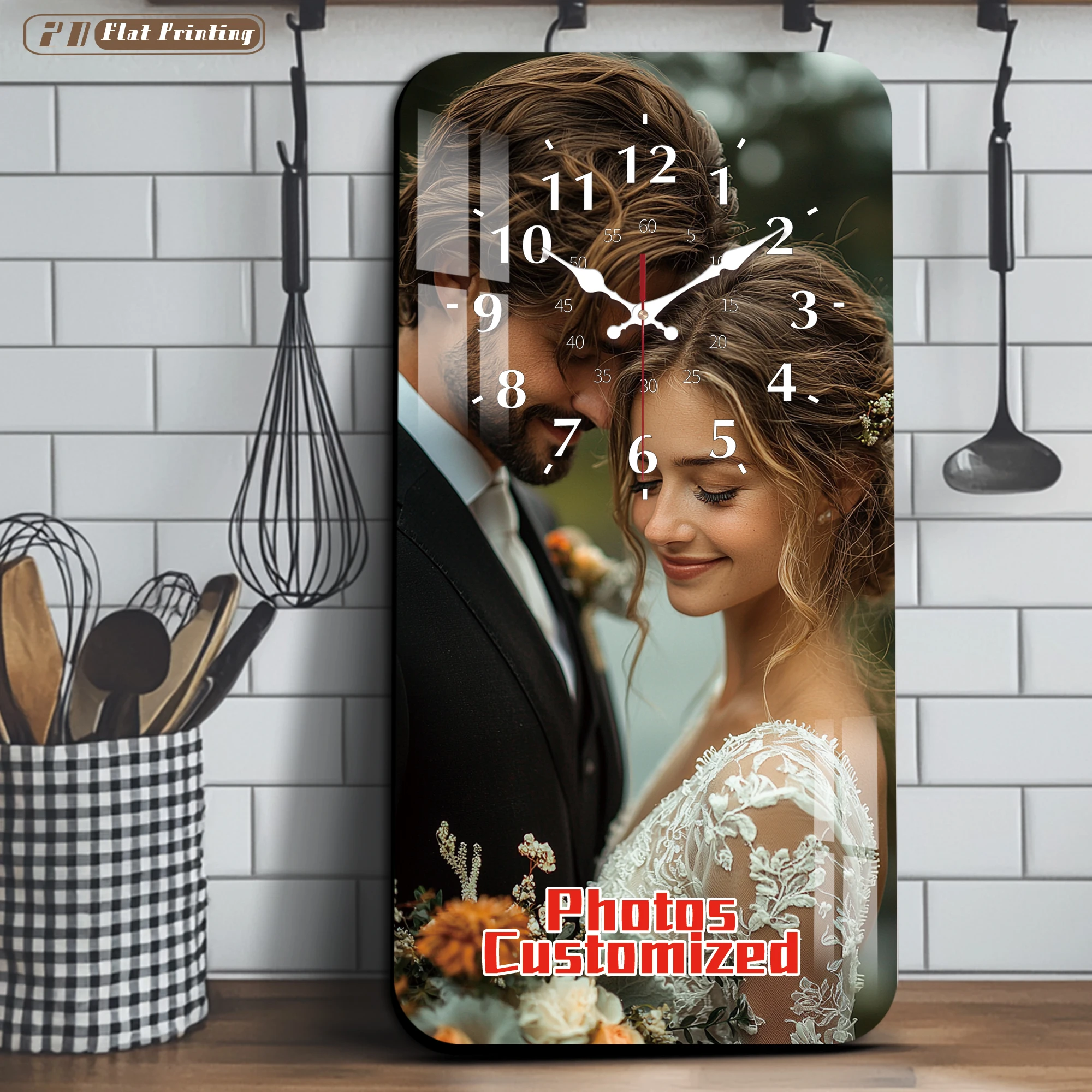 1pc Customizable Wooden Wall Clock, Photo Clocks Living room, Bedroom ...