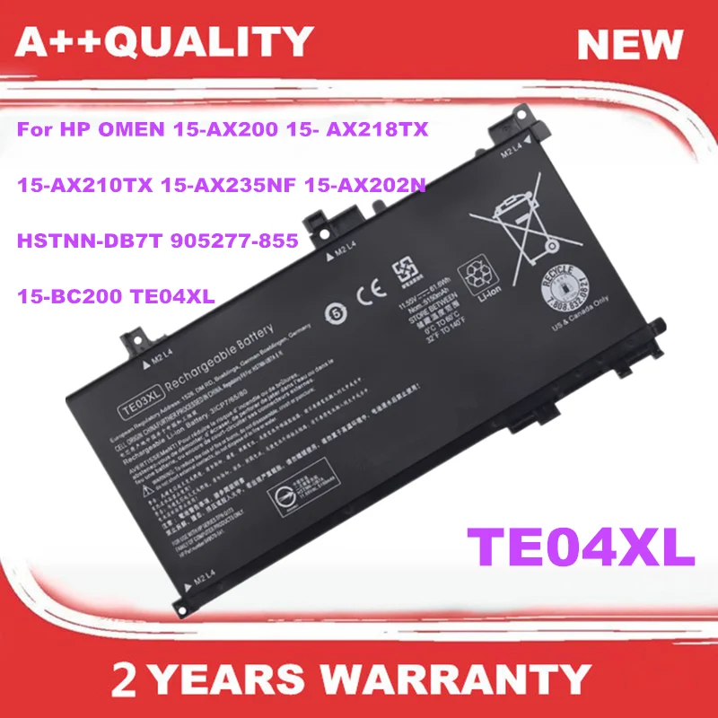 TE04XL HSTNN-DB7T 905277-855 Laptop Battery For HP OMEN 15-AX200 15 ...