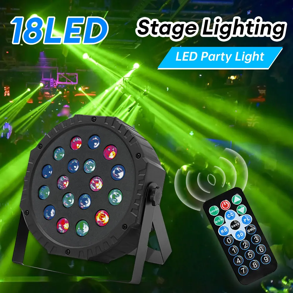 18-LED-Stage-Light-RGB-DMX512-Stage-Flat-Par-Lighting-DJ-Equipment ...