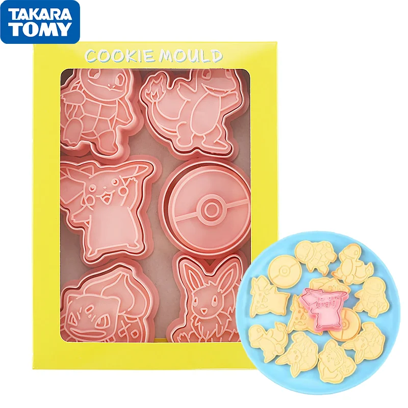 6 Pcs/set Pokemon Cookie Mould 3d Cartoon Anime Figure Pikachu ...
