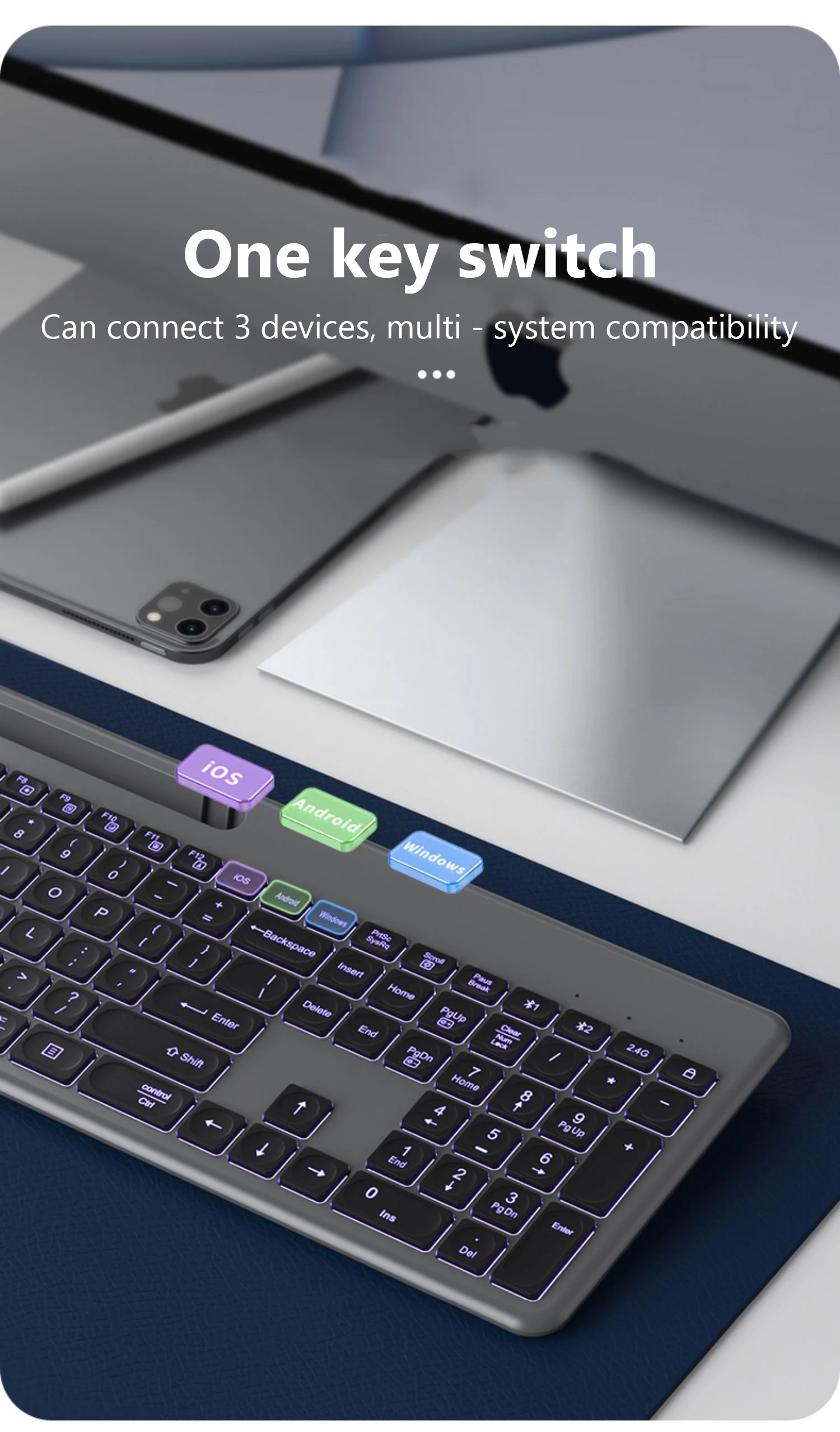Clavier d'ordinateur,Clavier et souris de jeu rechargeables au chrome,2 ...