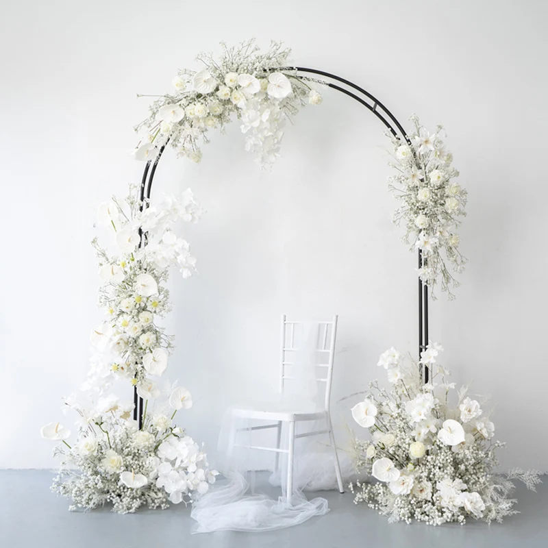 Customized-Artificial-Flowers-White-Baby-Breath-Arch-Floral-Arrangement ...