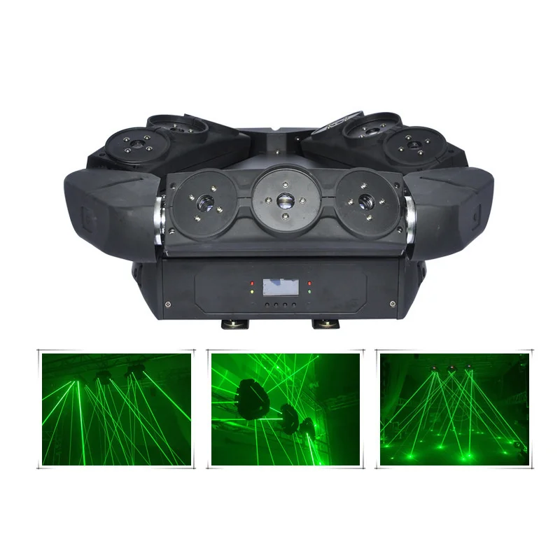 9 Eye Green Disco Moving Head Spider Projector Laser Lights Pro Stage ...
