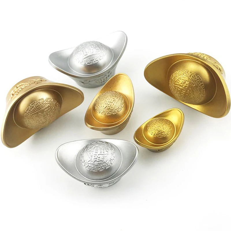 Fake-Gold-Chinese-Ancient-Yuanbao-Ingot-Small-FengShui-Ornaments-Wealth ...