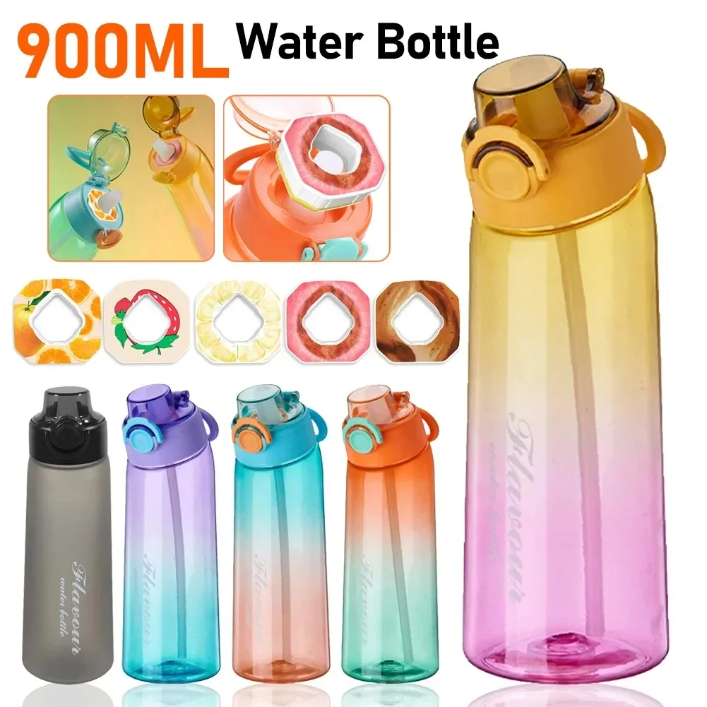 Flavored-Water-Bottle-with-5-Flavour-Pods-Air-Water-Up-Bottle-Gym-900ml ...