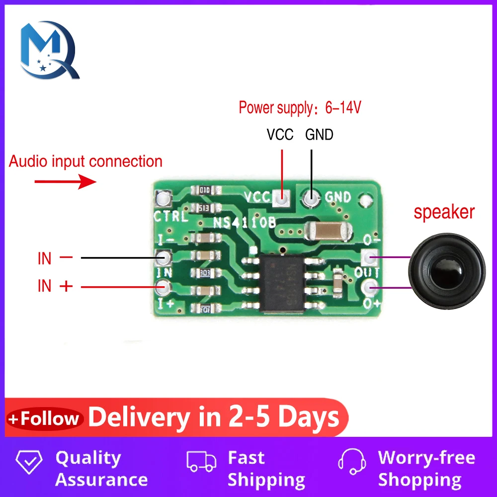 Placa amplificadora de potencia de Audio estéreo Digital NS4110B, canal de 18W, DC 6-14V, D/AB ...