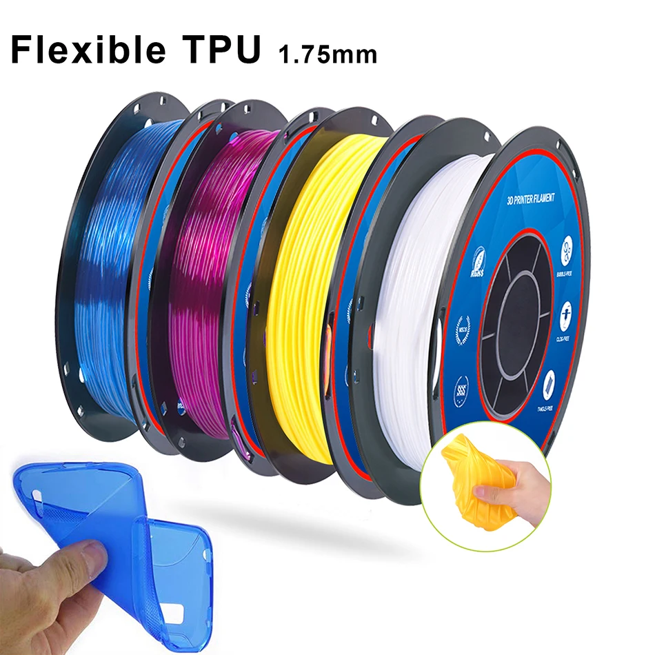 Flexible TPU Filament 1.75mm 3D Printing Materials Multicolor Blue Red ...