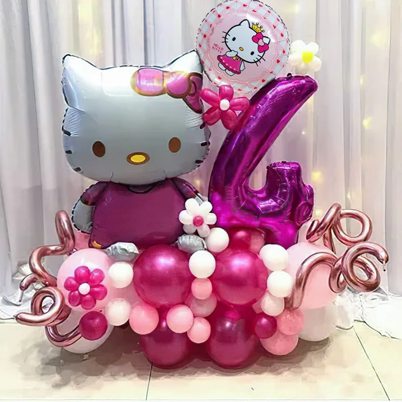 36pcs-Hello-Kitty-Number-Aluminum-Foil-Balloon-Set-Helium-Latex-Balloon ...