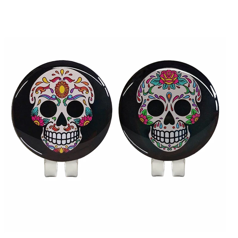New Black Skull Golf Ball Marker Hat Clip Magnet Alloy Golf Mark ...