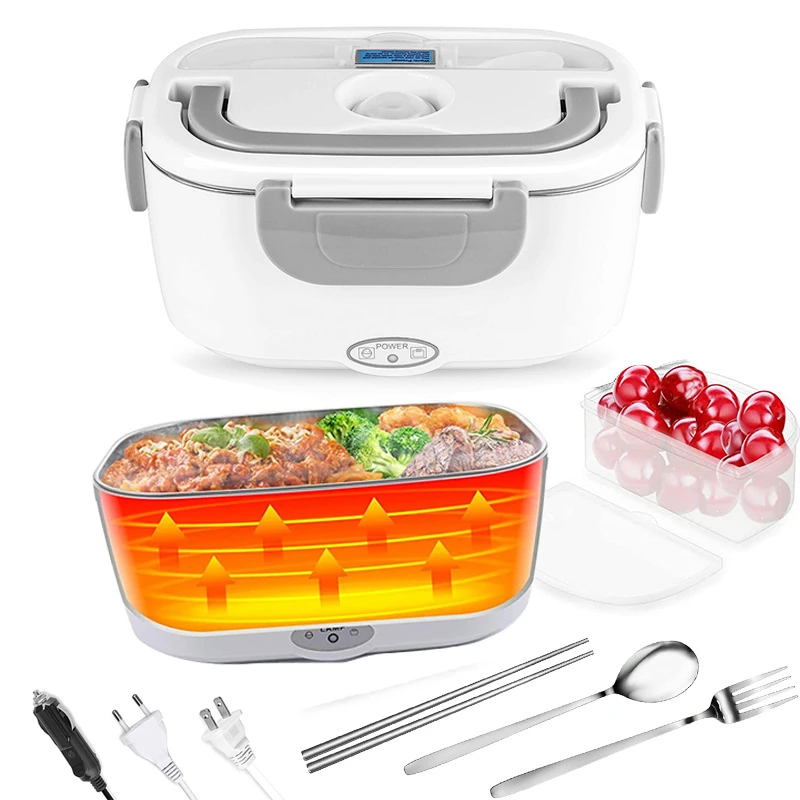 Electric Heating Lunch Box Stainless Steel Food Heated Warmer Container ...