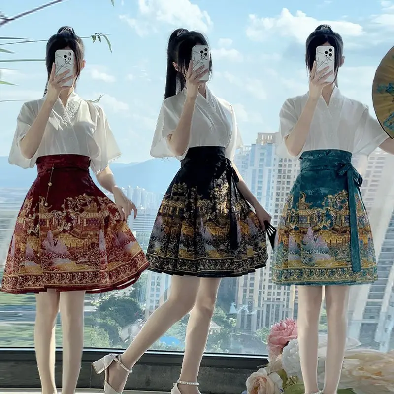 Spring-Summer-Ma-Mian-Qun-Chinese-Style-Thin-horse-face-skirt-Improved ...