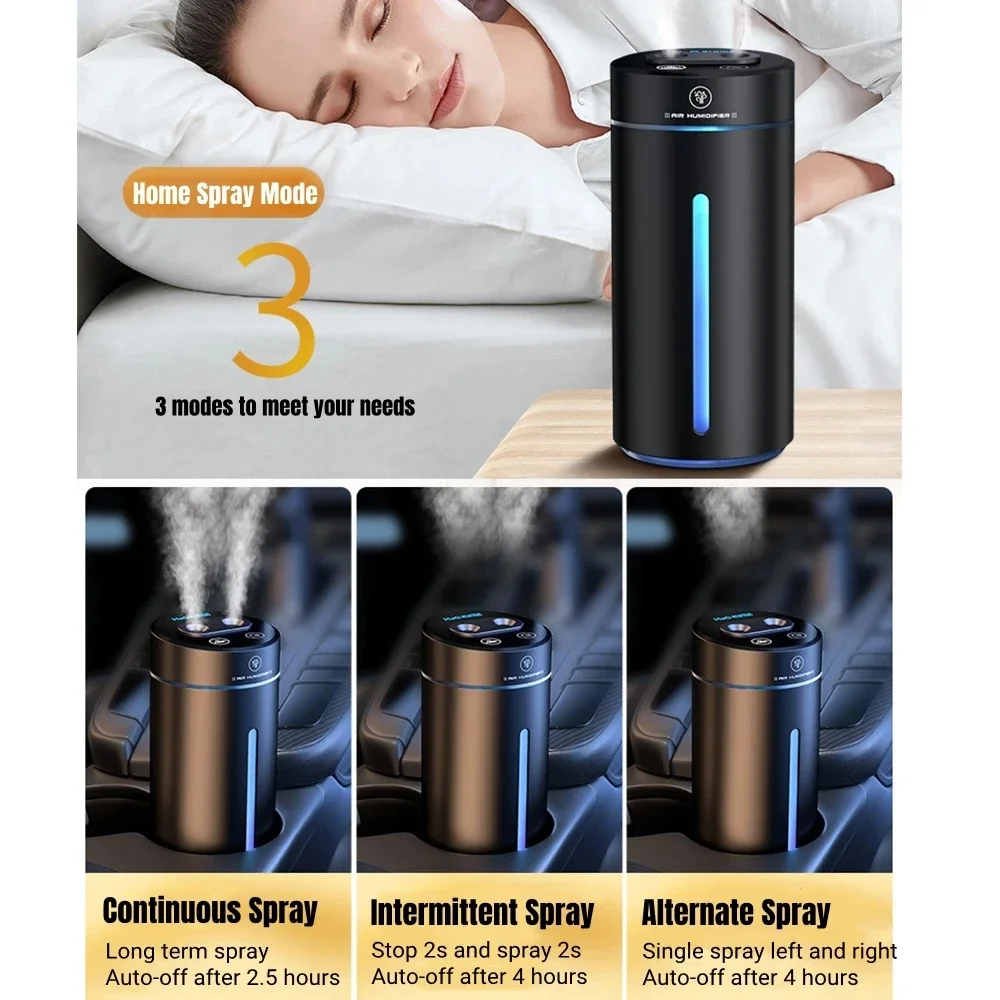 380ML-Double-Spray-Vehicle-Air-Humidifier-USB-Charging-Mini-Essential ...