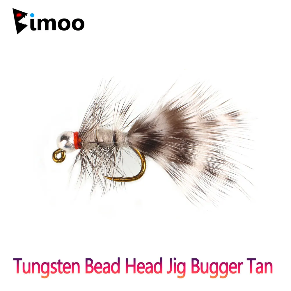 10-Barbed-Tungsten-Bead-Head-Jig-Bugger-Tan-Fast-Sinking-Wet-Euro-Nymph ...