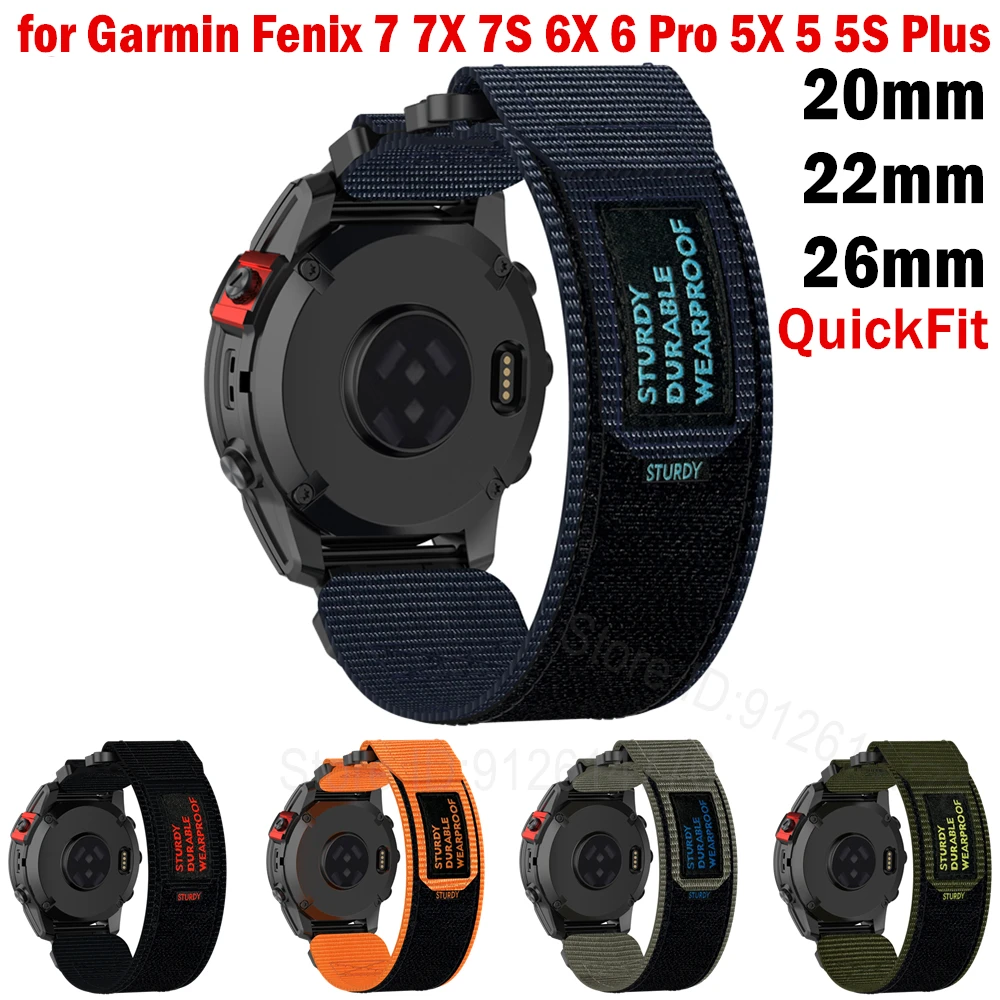 20 22 26MM Nylon Strap For Garmin Fenix 7 7X 7S 6X 6S 6 Pro 5S 5 5X ...