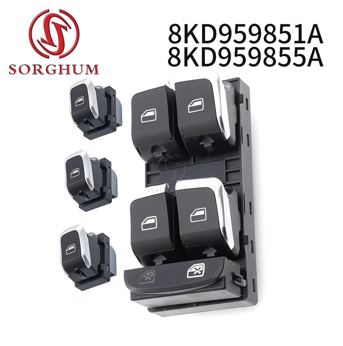 SORGHUM 8KD959855A 8KD959851A Auto Electric Master Window Lifter Button ...