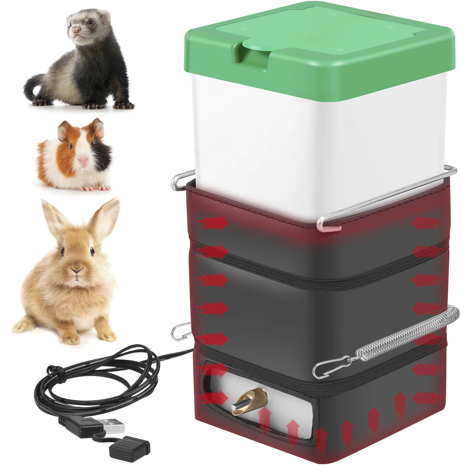 Heated Water Bottle for Rabbit 32oz No Drip Water Bottle with Metal ...